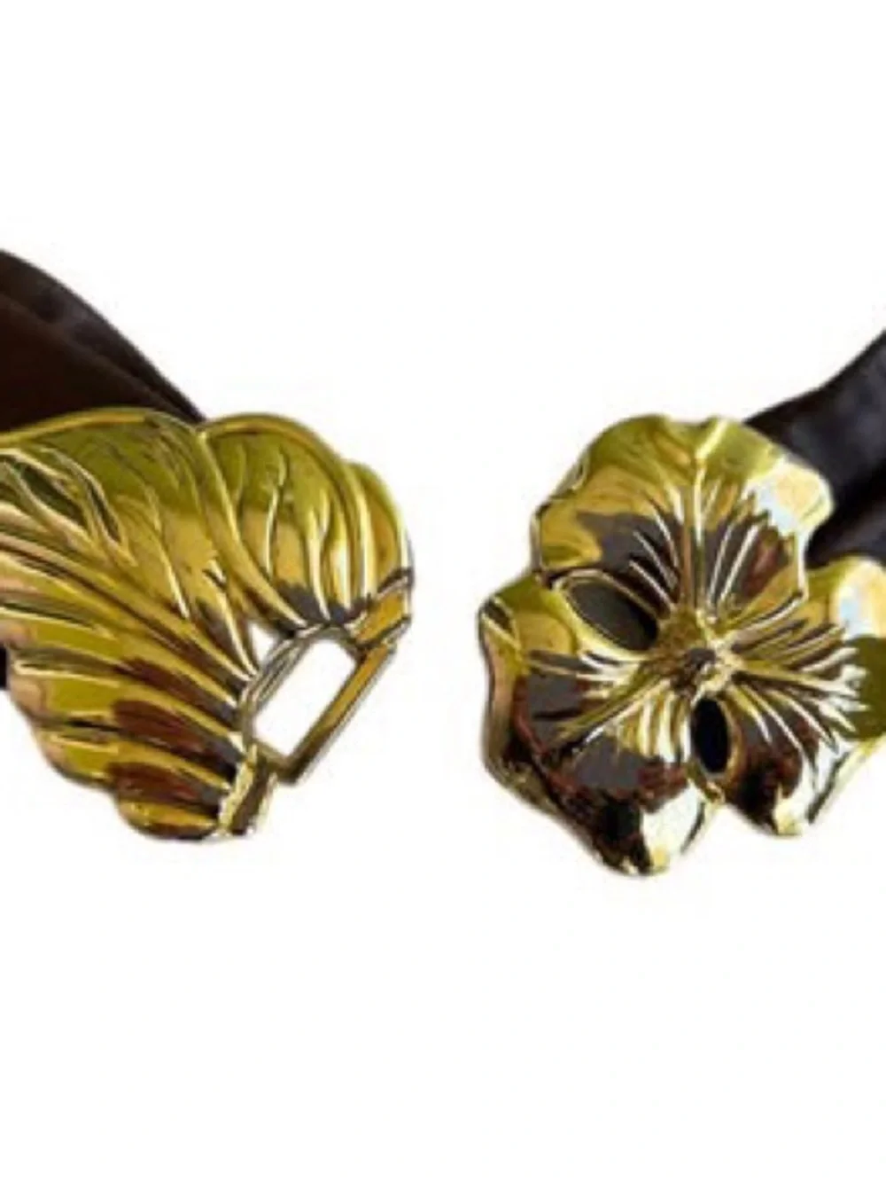 Accessories | Vintage 198s Interchangeable Gold Floral Buckle Brown ...